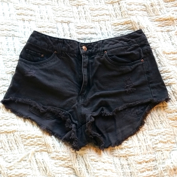 H&M | Shorts | Hm Faded Black Denim Booty Short Shorts | Poshmark